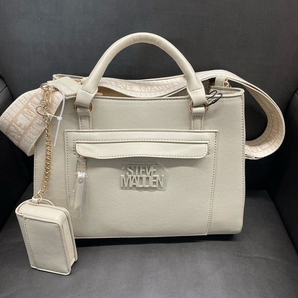Steve Madden | Bags | Steve Madden Cream Satchel With Minimalist Design ...
